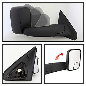 ACANII - Telescoping Towing Flip Up POWER Heat Mirror Passenger Right Side For 2002-2008 Dodge Ram 1500 03-09 2500 3500