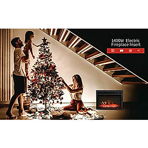 MATHROSE 26 Inch Electric Fireplace Insert LED 1400W/120V Embedded&Freestanding 3D Realistic Flame Effect Heater with Remote Control, Overheating Protection