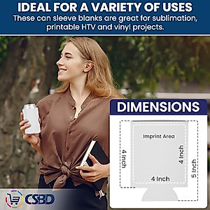CSBD 12 Pack Blank Can Coolers, Foam Collapsible Insulated Can Sleeves for Beer, Soda, Water Bottles, Bulk Customizable Sublimation Blanks for DIY, HTV Vinyl Projects, Parties, Weddings - White
