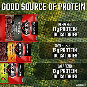 Jack Link’s Beef Jerky Bold Variety Pack – Includes Sweet & Hot, Jalapeno and Peppered Beef Jerky, Great Lunch Box Snack, Good Source of Protein – Pack of 15, 1.25 Oz Bags