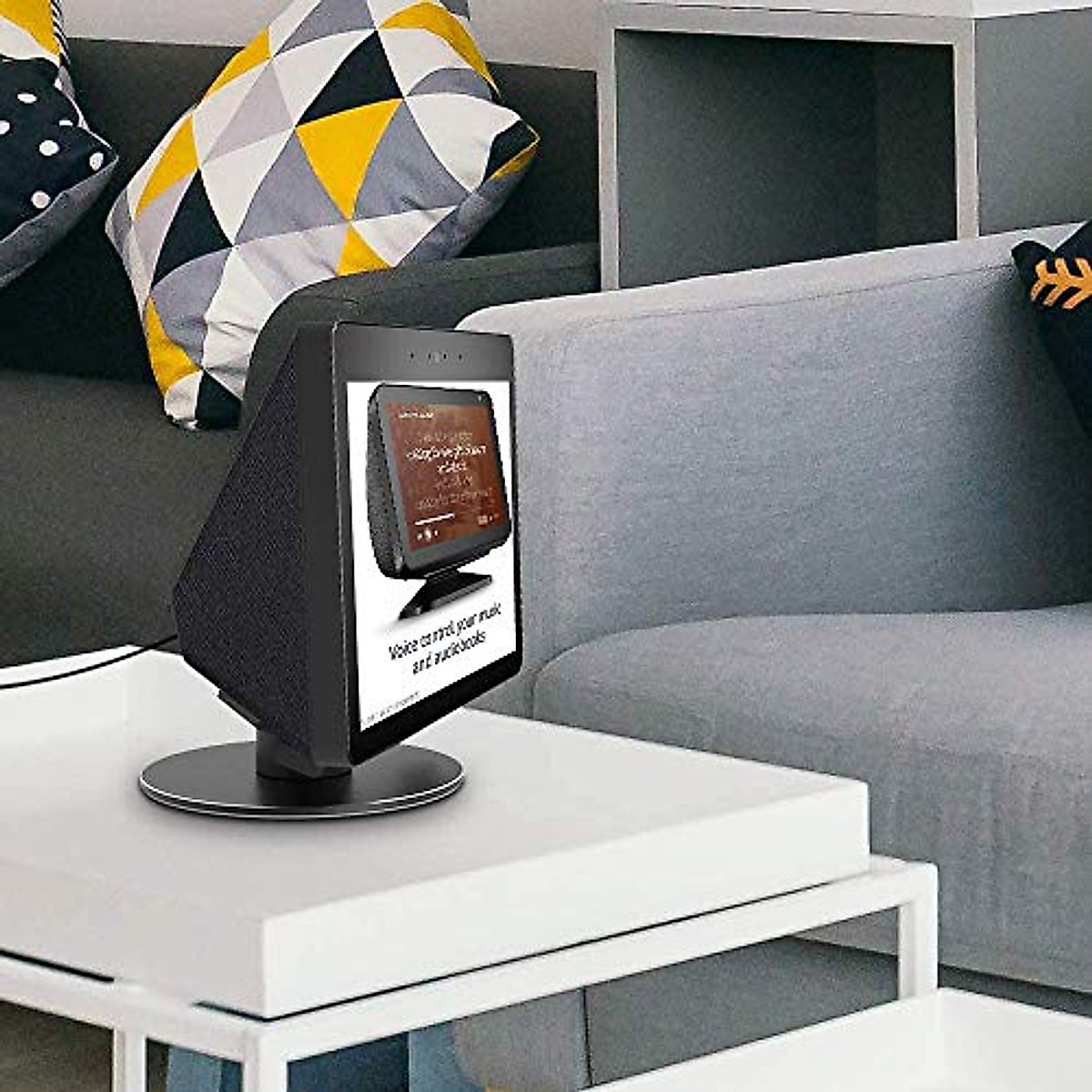Echo Show Stand Aluminum Stand Easy to Install for Amazon Echo Show 2nd Gen Speaker Accessories Horizontal 360 Rotation Longitudinal Angle Change Base Black