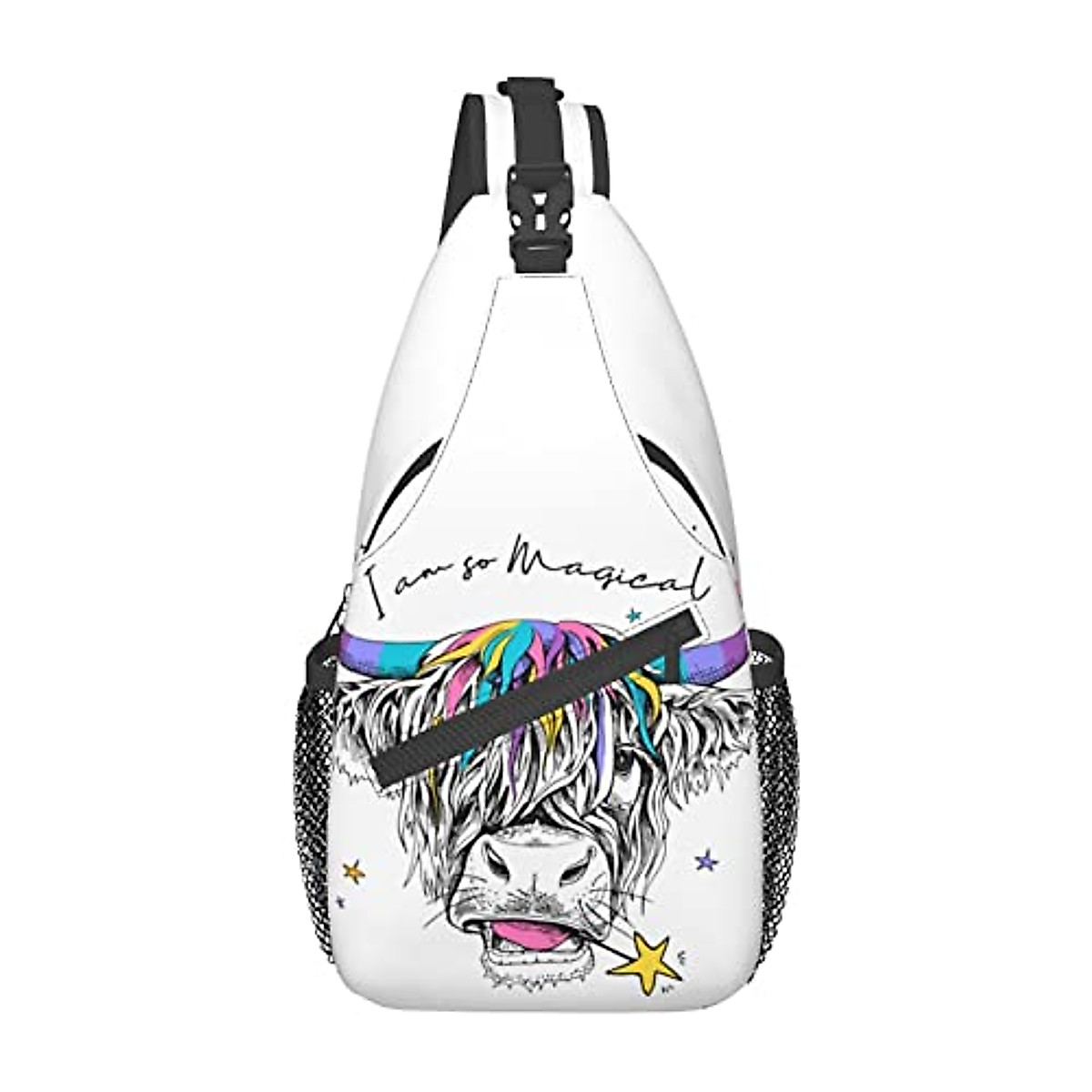 Yrebyou Cow Sling Bag Women Crossbody Chest Backpack Hiking Daypack Men Travel Casual Rideing Outdoor Beach