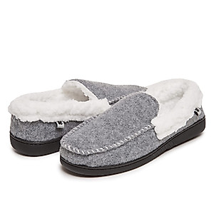 Lucky Brand Mens Faux Wool A-Line Slippers with Memory Foam