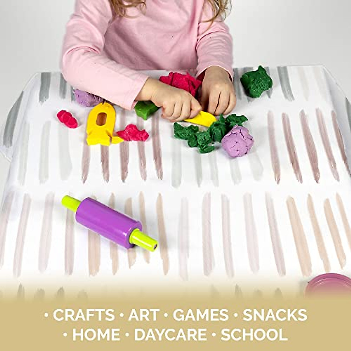 JumpOff Jo – Baby Splat Mat for Under High Chair,– Washable Waterproof Baby Floor Mat for Arts and Crafts Playtime and Dining Table or Booster Seat, Reusable Fabric 51"x51" - Dashes