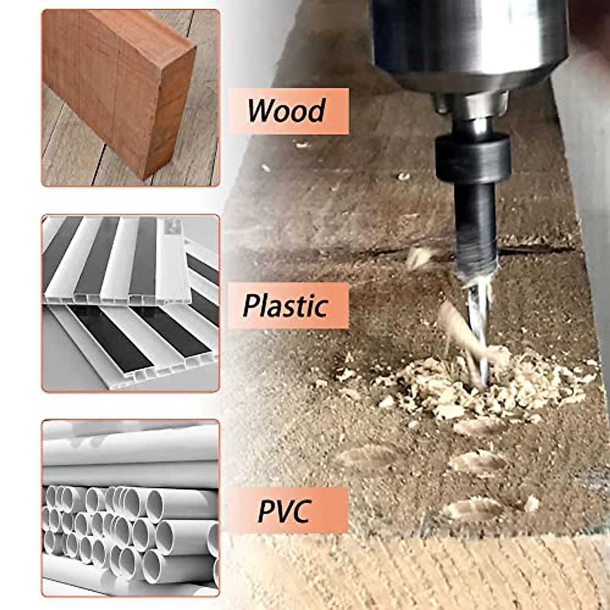 Saipe 5pcs Wood Countersink Drill Bit Set with 2pcs Counter Sinker Replacement Tapered Drill Bit All Same Size 11/64" Quick Change Hex Shank Screw Drill Counter Sink Bit for Drilling Pilot Hole