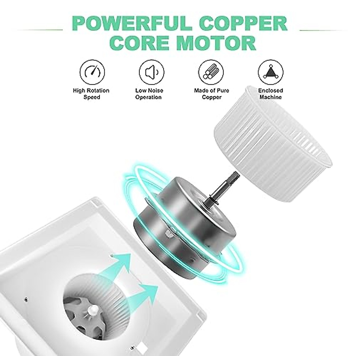 POWERENG Bathroom Exhaust Ventilation with Light,164 CFM 0.7Sones Quiet Ceiling Mount Ventilation Fan,6000K 12W LED,White,110V Vent Fan Ceiling