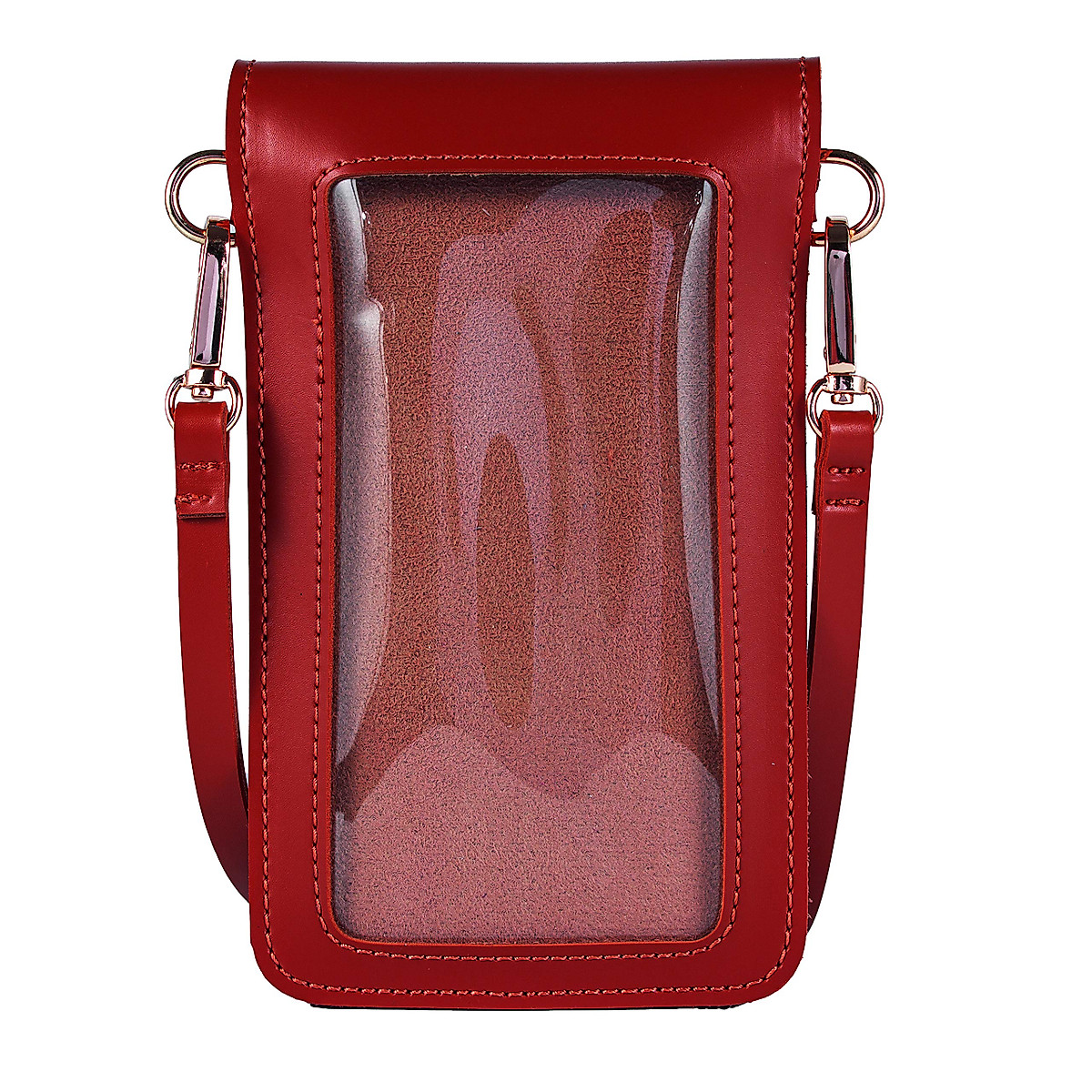 Small Crossbody Cell phone Purse for Women, Touch Screen Cellphone Bag Shoulder Handbag Card holder Wallet (Red)