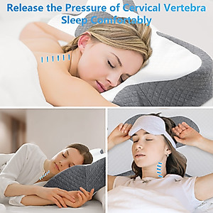 Home4me Cervical Pillow Memory Foam Pillow for Neck and Shoulder Pain Relief, Contour Orthopedic Pillows for Back or Stomach Sleepers, Solving Shortness of Breath and Stiffneck for Side Sleeping