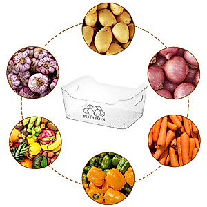 Xbopetda Potato and Onion Storage, Clear Plastic Potato Bin Storage and Onion Holder, 2 Set Kitchen Organizers and Storage, Pantry Storage Bins for Potato, Onion, Fruit, Vegetable, Produce, BPA Free