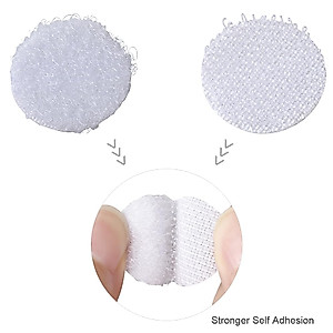 Self Adhesive Dots, 1000Pcs(500 Pair Set) 0.39 Inch / 10mm Diameter Hook and Loop Dots Tape, 10mm Nylon Sticky Back Coins, Suitable for Classroom, Office, Home, White