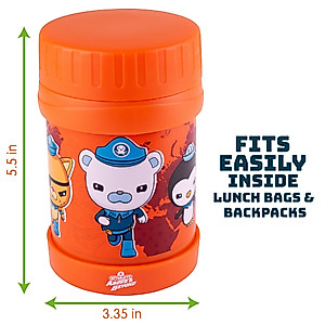 Octonauts Above & Beyond Stainless Steel Vacuum Insulated 13 oz Food Jar for Kids, Orange - Leak-Proof Container Keeps Meals, Liquids, Soups Hot or Cold for Hours - Lunch Boxes & Bags Back to School