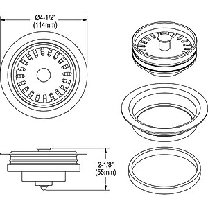 Elkay LKQD35WH Polymer Disposer Flange with Removable Basket Strainer and Rubber Stopper, White