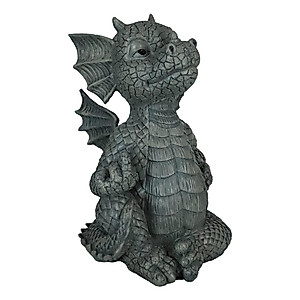 Ebros Keep Off Flip The Bird Rude Baby Dragon Sitting Statue 10" H Fairy Garden Faux Stone Resin Finish Guest Greeter Figurine