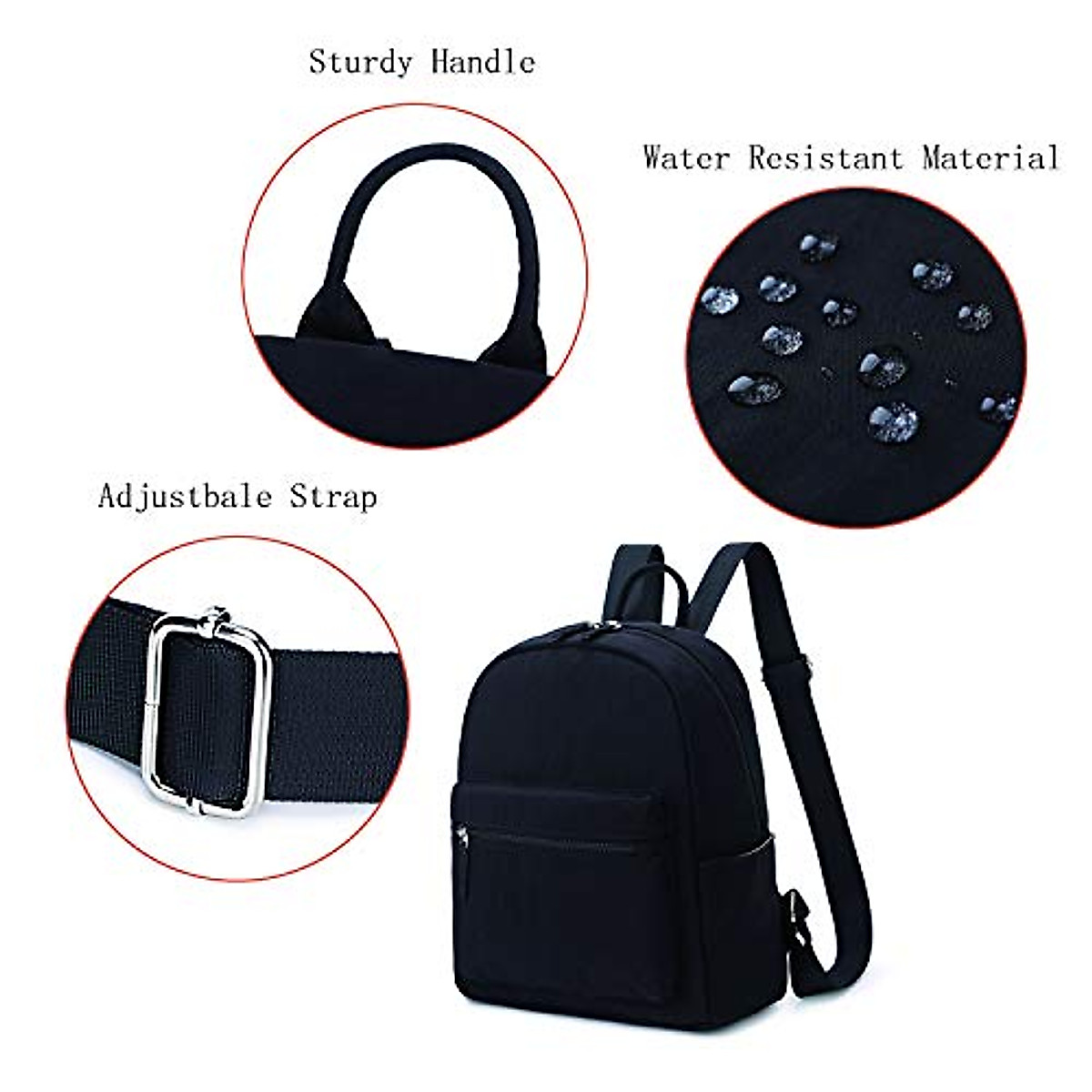 Abshoo Nylon Mini Women Backpacks Casual Lightweight Small Backpack Purse for Girls Bookbag (Black)