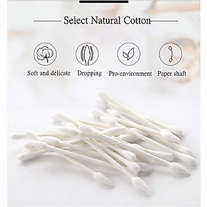 Cotton Swabs 800 Pieces, Double Precision Tips with Paper Stick, 4 Packs of 200 Pieces (Pointed+Spiral Head)