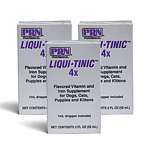 PRN Pharmacal Liqui-Tinic 4X - Iron & Vitamins Oral Nutritional Supplement for Pets- Liver-Flavored Supplement with Iron & B-Complex Vitamins to Support Wellness - 2 fl oz (3 Pack)