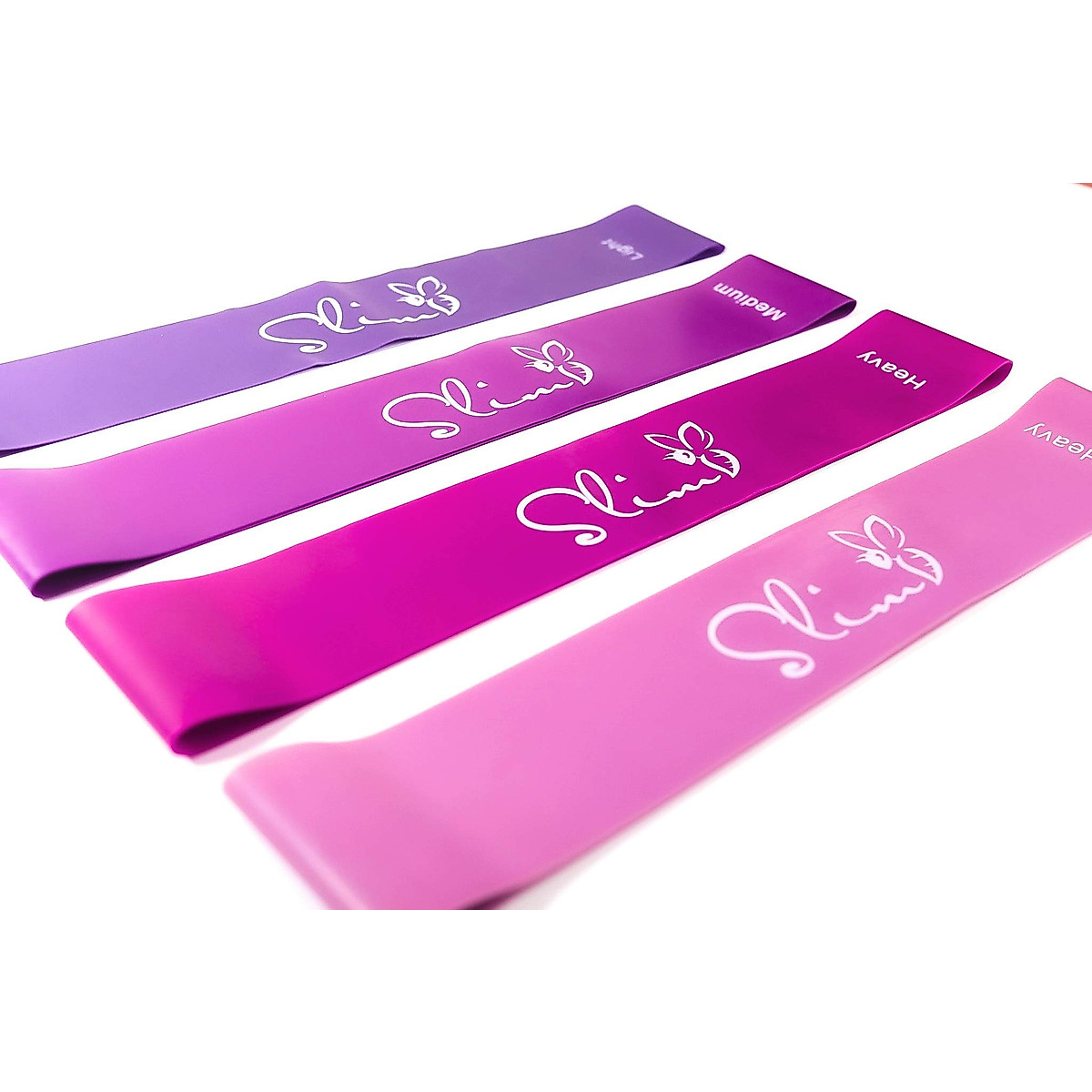 Slim Bee Resistance Work Out Bands Set with Carry Bag. Set of 4 - Home & Gym Workout Training Set - Exercise Workout Booty Bands for Legs, Butt and Arms