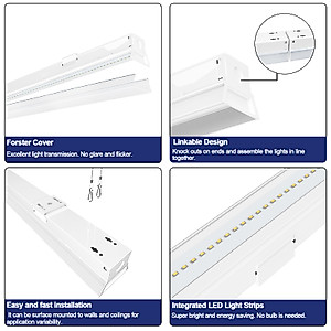 ANTLUX 8FT LED Shop Light Fixture, 110W LED Strip Light, 12200 LM, 5000K, 8 Foot LED Linear Lights, Linkable led Lighting for Garage Warehouse Workshop, Fluorescent Tube Replacement, 4 Pack