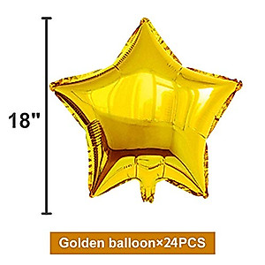 24 Pcs 18" Gold star Balloons Foil Balloons Mylar Balloons for Baby Shower, Gender Reveal, Wedding, Magical Prom or Engagement Party Decoration