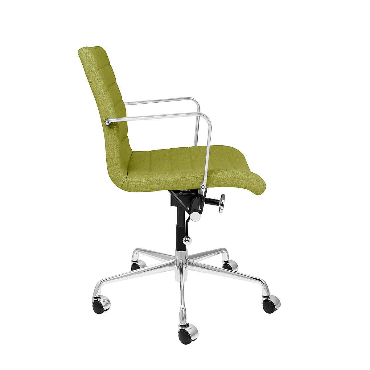 Laura Davidson Furniture SOHO II Ribbed Office Chair - Mid Back Desk Chair, Ergonomically Designed with Arm Rest & Swivel, Made of Poly-Cotton Fabric, Green Fabric, Computer Chair