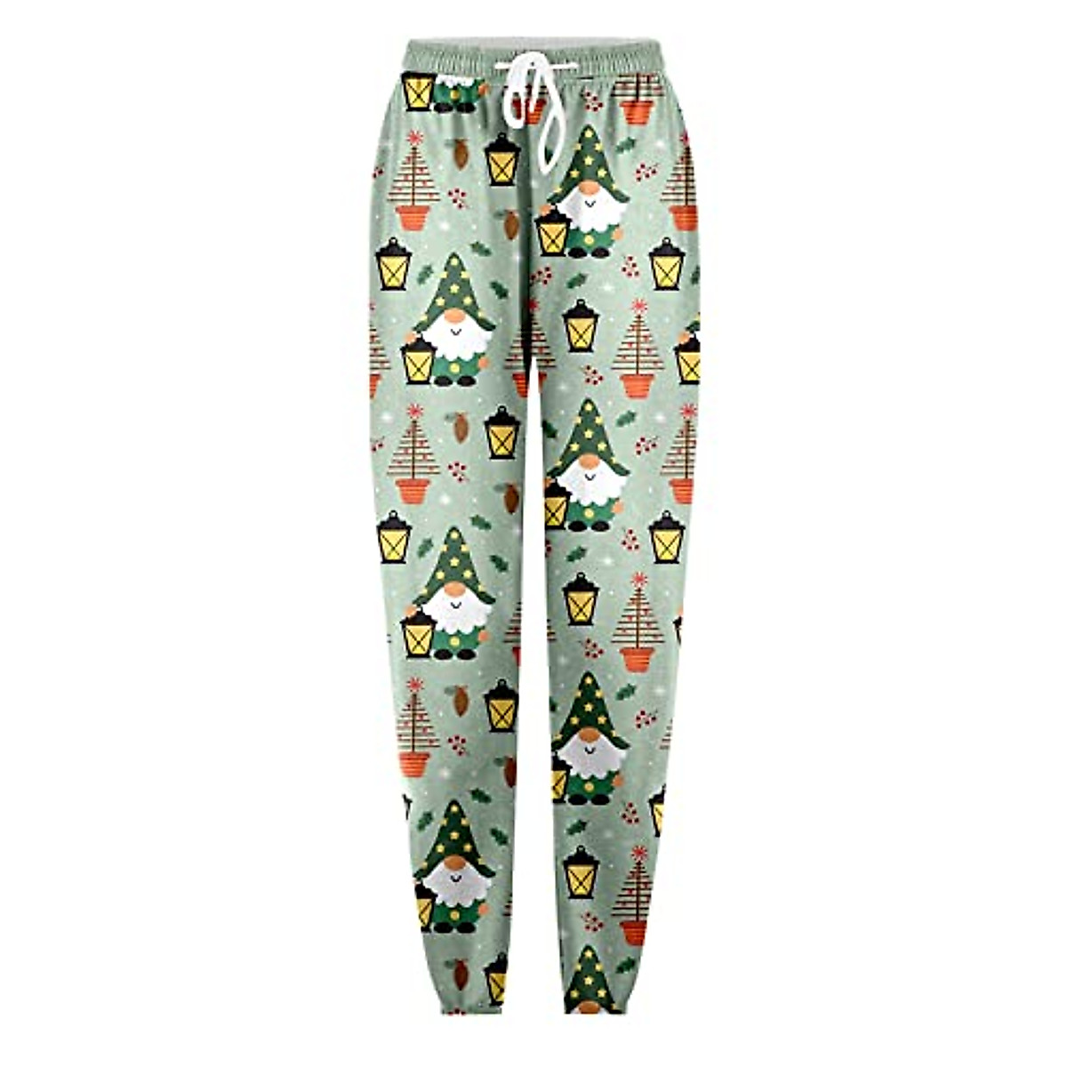 Plus Size Sweatpants,High Waisted Sweatpants for Women Christmas Gnome Print Elastic Waisted Baggy Sweatpants Drawstring Wide Leg Lounge Bottoms Red Wine Glass Print Green XL