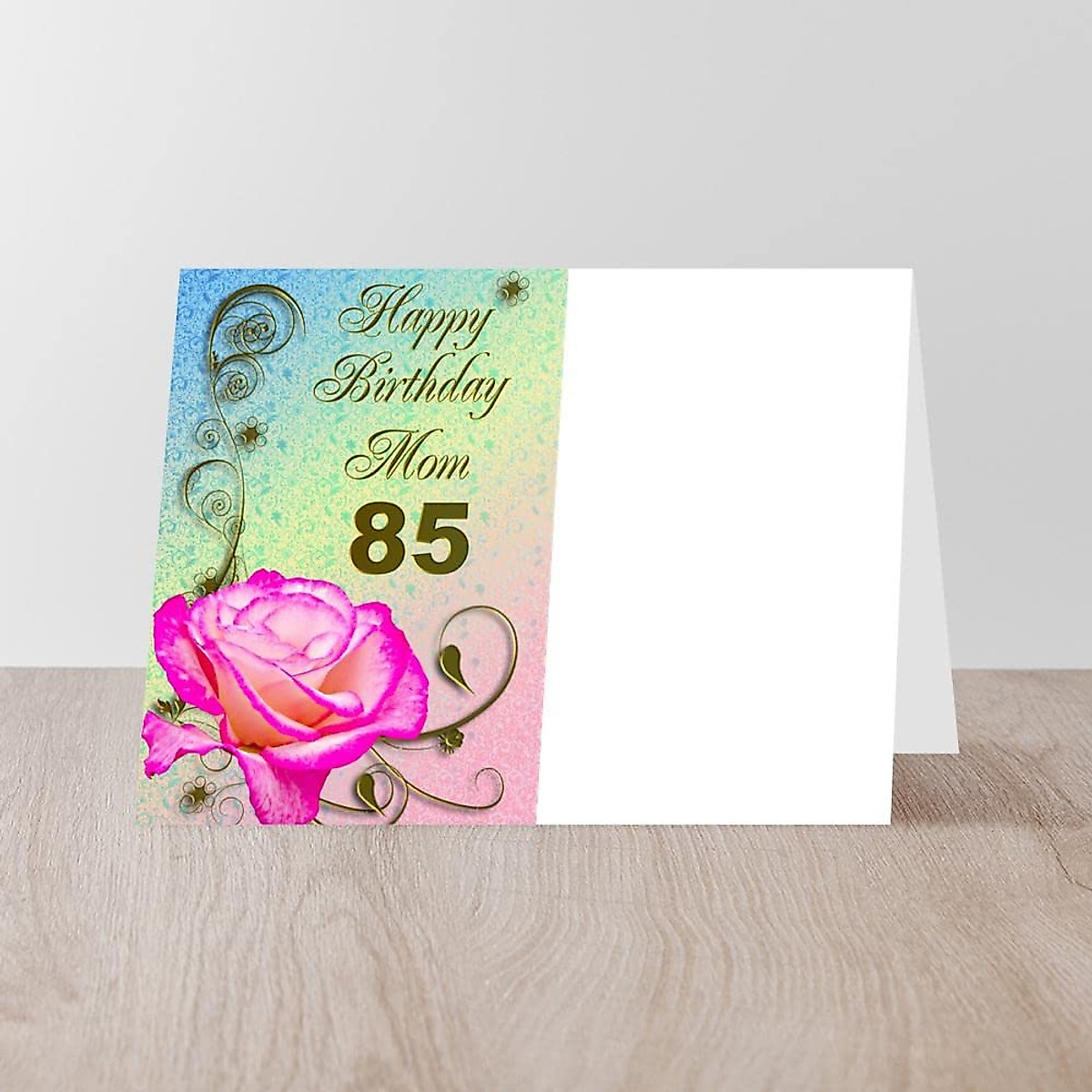 CafePress 85Th Birthday Card For Mom, Elegant Rose Greeting Folded Greeting Card Glossy