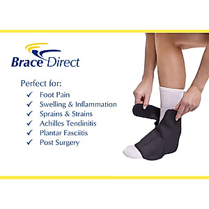 Brace Direct Gel Ankle Brace + Foot Ice Wrap (S/M)-Stirrup Brace & Splint for Ankle Support with Swelling, Inflammation, Acute Ankle Injuries & Chronic Instability