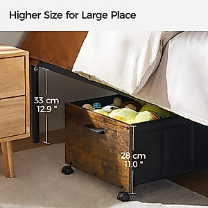 FOUCSSOMEI Under Bed Storage with Wheels, Wooden Under Bed Storage Containers, Under Bed Shoe Storage Organizer, Rolling Under Bed Drawers, Metal Frame, Patented Design