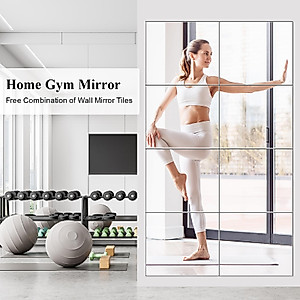 POASAS Mirror Full Length, 14x12 Inchx8PCS Wall Mirror Tiles,Full Body Mirror,Acrylic Shatterproof Mirrors for Bedroom,Door,Home Gym,Kids