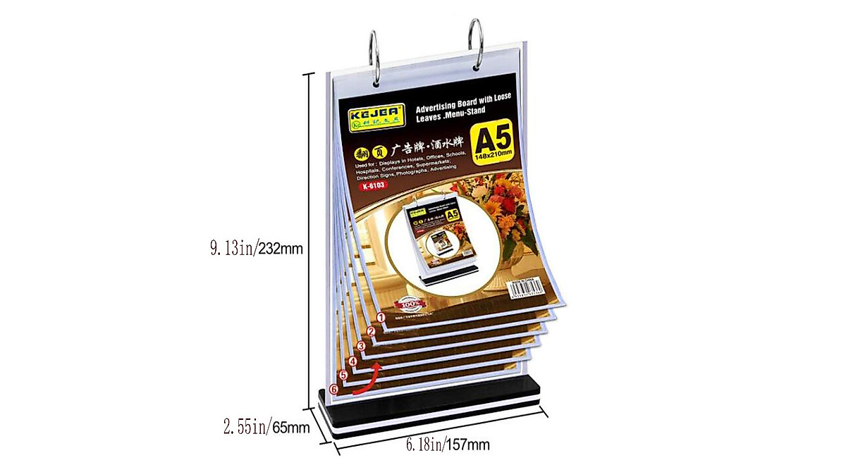A5 Acrylic Plastic Folder with T-Shaped Stand for Displays