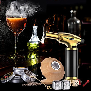 OGERY Cocktail Smoker Kit with Torch, Whiskey Smoker Kit with 4 Flavors Wood Chips, Mens Gifts, Old Fashioned Drink Smoker Infuser Kit, Fathers Day Birthday Gifts for Men, Dad, Husband (No Butane)