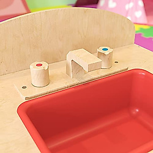 Flash Furniture Hercules Children's Wooden Kitchen Sink for Commercial or Home Use - Safe, Kid Friendly Design, Natural