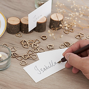 THE TWIDDLERS 50 Rustic Wood Place Card Holders with 50 White Table Name Cards 3.5 x 2 - Reserved Seating for Wedding, Party Buffet, Banquet, Dinner, Food Labels