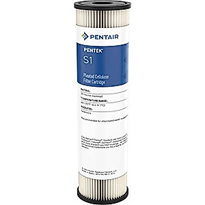 Pentair Pentek S1 Sediment Water Filter, 10-Inch, Under Sink Pleated Cellulose Filter Cartridge, 10" x 2.5", 20 Micron