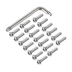 uxcell M6x20mm Torx Security Machine Screw, 20pcs Pan Head Screws Inside Column, with T30 L-Type Wrench, 304 Stainless Steel Fasteners Bolts