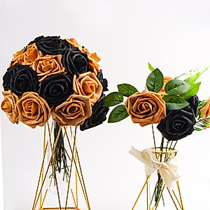 cosybeau Roses Artificial Fake Rose Flowers 50 PCS for Christmas Decorations Bouquets Wedding Centerpieces Arrangements Party Home Decor (Black)