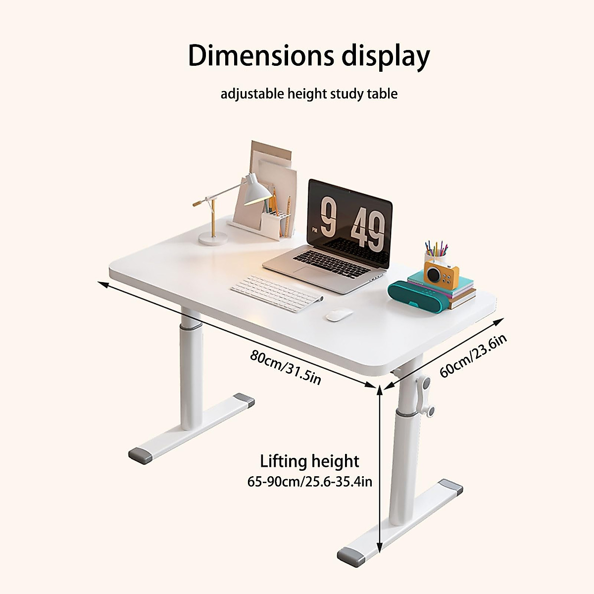 Adjustable Height Desk，Standing Desk，Laptop Table，Adjustable Desk For Kids，Children's Workstation，Sit To Stand Desk,Lift Desk,Study Table,Home Office Table,Kids Study Desk ( Color : White , Size : 80*