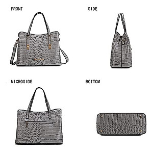 MKF Collection Tote Bag for Women, Crocodile Embossed Vegan Leather Fashion Designer Satchel Handbag Crossover