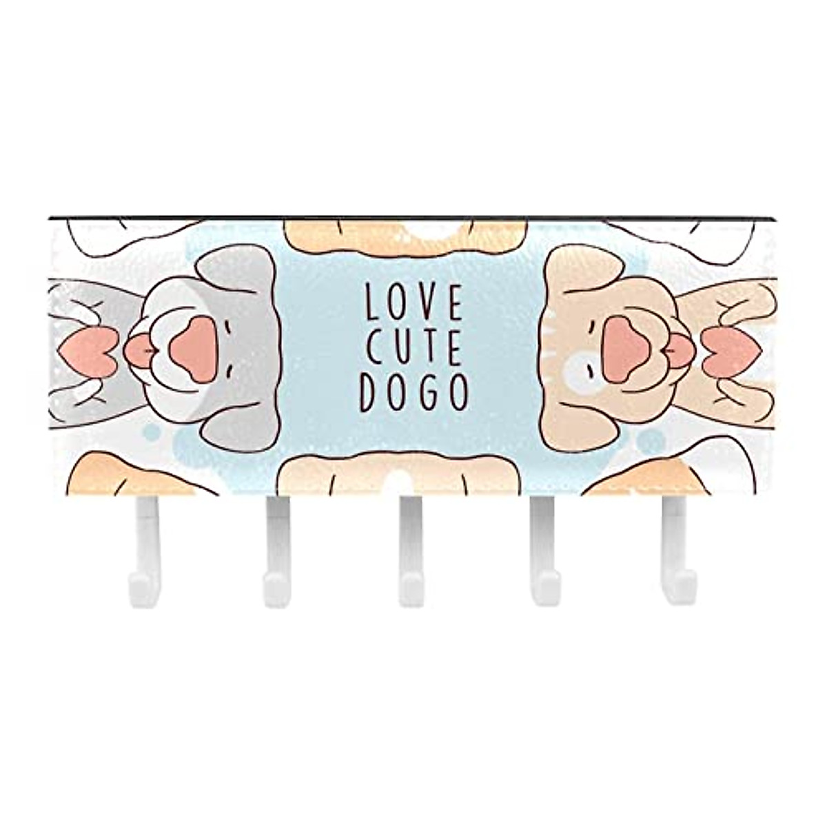 Cat Summer Seamless Pattern Rack Organizer with 5 Hooks Wall Bathroom Kitchen Shelf Rack Multifunctional Storage Shelf