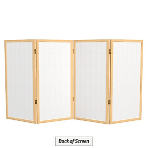 3 ft. Short Window Pane Shoji Screen - Natural - 4 Panels