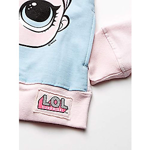 L.O.L. Surprise! Girls Glitterati Crystal Queen Big Face Zip-up Hoodie, Light Pink/Light Blue, 8/10