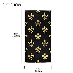 susiyo Gold Glitter Fleur-De-Lis Hand Towels Soft Highly Absorbent Large Hand Towels Fashion Print Fingertip Towels Bath Towel Multipurpose for Hand Face Bathroom Gym Hotel Spa (30 x 15 inch)