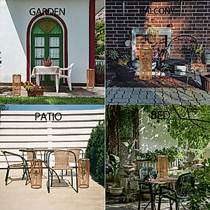 GIBMIDSER Solar Lanterns Outdoor Hanging Lantern Warm White Light Edison Style Bulb Yard Garden Wedding Home Parties Patio Decoration Waterproof Outdoor Floor Lamp Brown