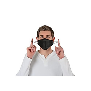 BOTN 11Pcs Black KF94 Protective and Safety Face Mask for Adult, 4-Layer Filter and 3D Design, Adjustable Strap and Made in Korea (Black, Large)