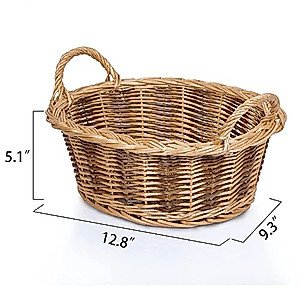 Rurality Small Empty Gift Basket to Fill Chocolate,Nuts,Coffee,Cookies for Women,Holiday,Mother's Day,Birthday Wicker Present Hamper with Handle,Small