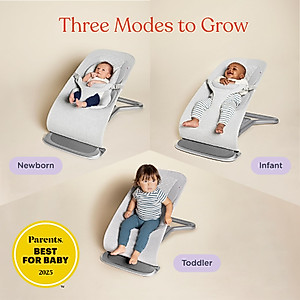 Ergobaby Evolve 3-in-1 Bouncer, Adjustable Multi Position Baby Bouncer Seat, Fits Newborn to Toddler, Charcoal