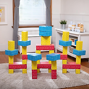 Melissa & Doug Jumbo Extra-Thick Cardboard Building Blocks - 40 Blocks in 3 Sizes, Cardboard Pretend Brick For Building