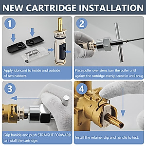 1222 Replacement Cartridge with Removal Tool 104421 and Handle Adapter Kit 116653 for Moen, Compatible with One Hanlde Posi Temp Shower Faucet