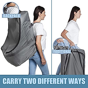 Graco Padded Car Seat Travel Bag & Infant Carrier Backpack, Durable Large Back Pack for Carseats & Booster Seats, Airport Gate Check Bag Luggage, Double Padded Strap, Water Resistant Material, Grey