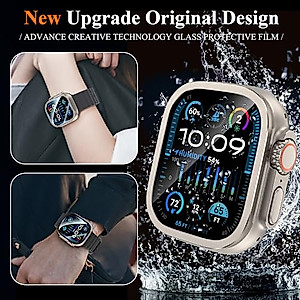 YMHML for Apple Watch Ultra 2 Screen Protector Case 49mm, 2023 Titanium Alloy Frame with Tempered Glass, Waterproof Bubble-Free HD Clear Full Protective Cover for iWatch Ultra 2/1 Accessories 2 Pack